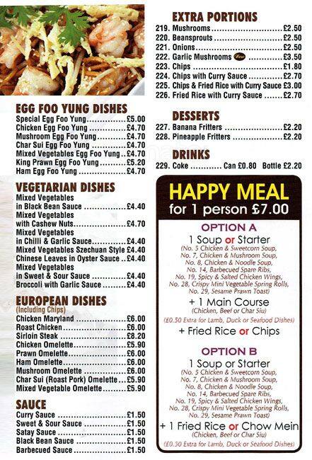 Menu at Mr Lin fast food, Edinburgh