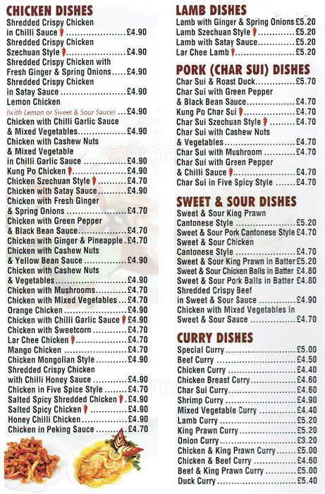 Menu at Mr Lin fast food, Edinburgh