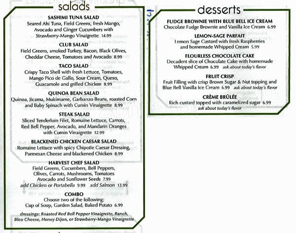 Menu at GreenHouse Restaurant, Denton