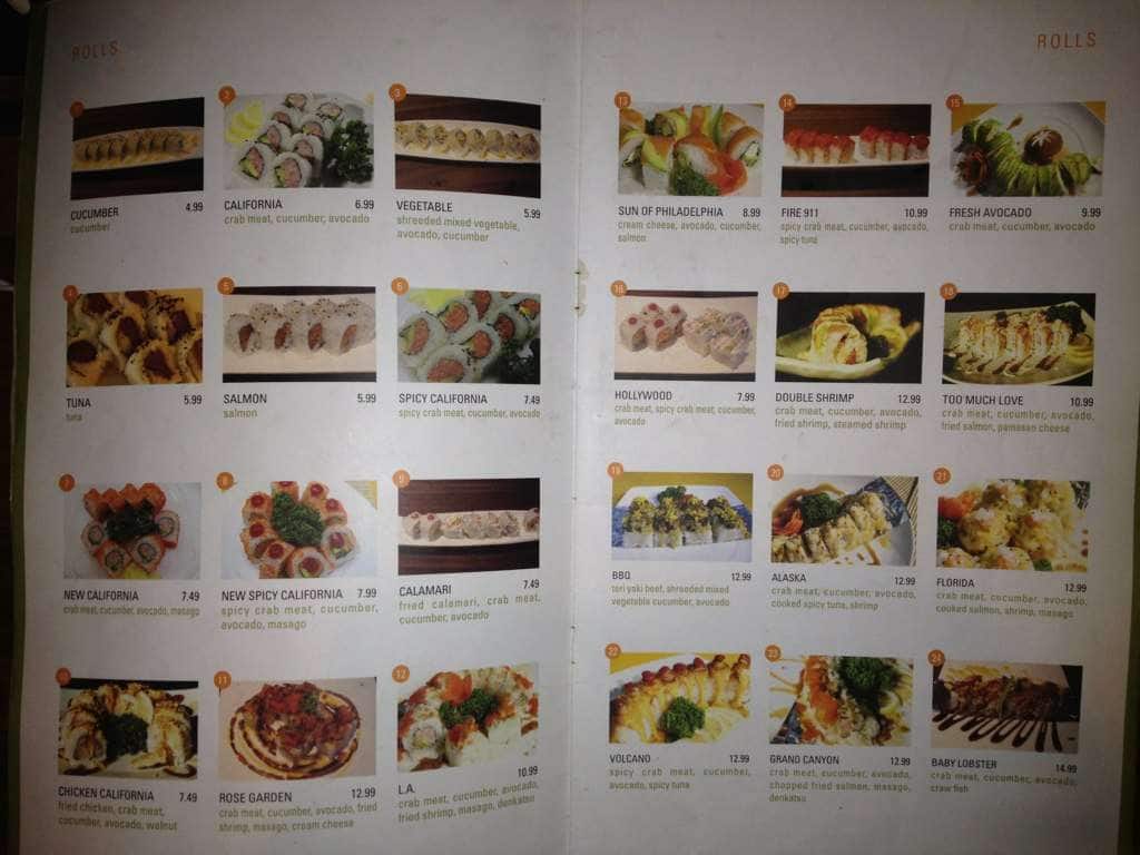 Menu at California Roll & Sushi restaurant, Bossier City