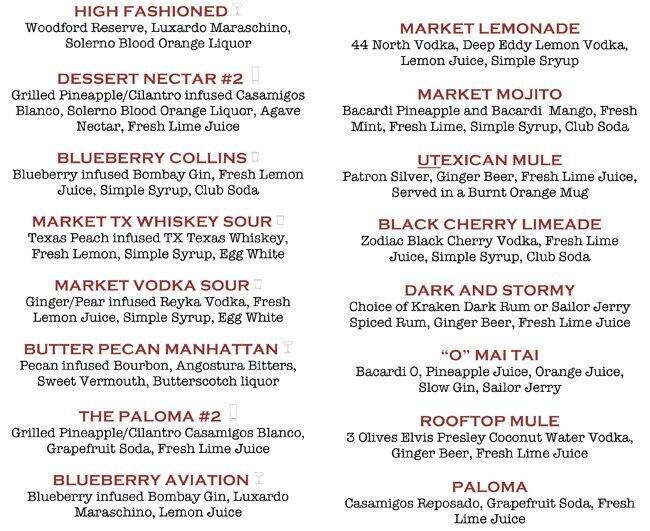 Menu at The Market & Tap Room pub & bar, Austin