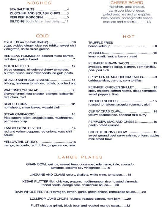 Menu at Yebo Beach Haus pub & bar, Atlanta, 111 W Paces Ferry Rd NW
