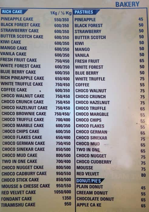 Bakers Best Menu, Menu for Bakers Best, Knowledge Park, Greater Noida ...