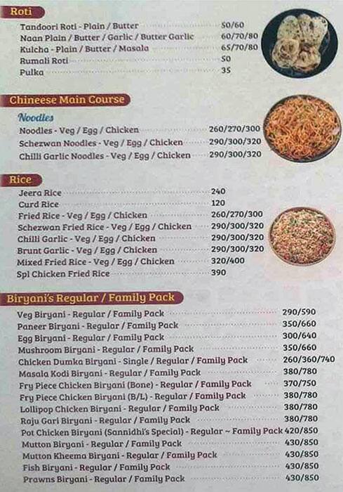 Menu at HOTEL SANNIDHI, Vijayawada
