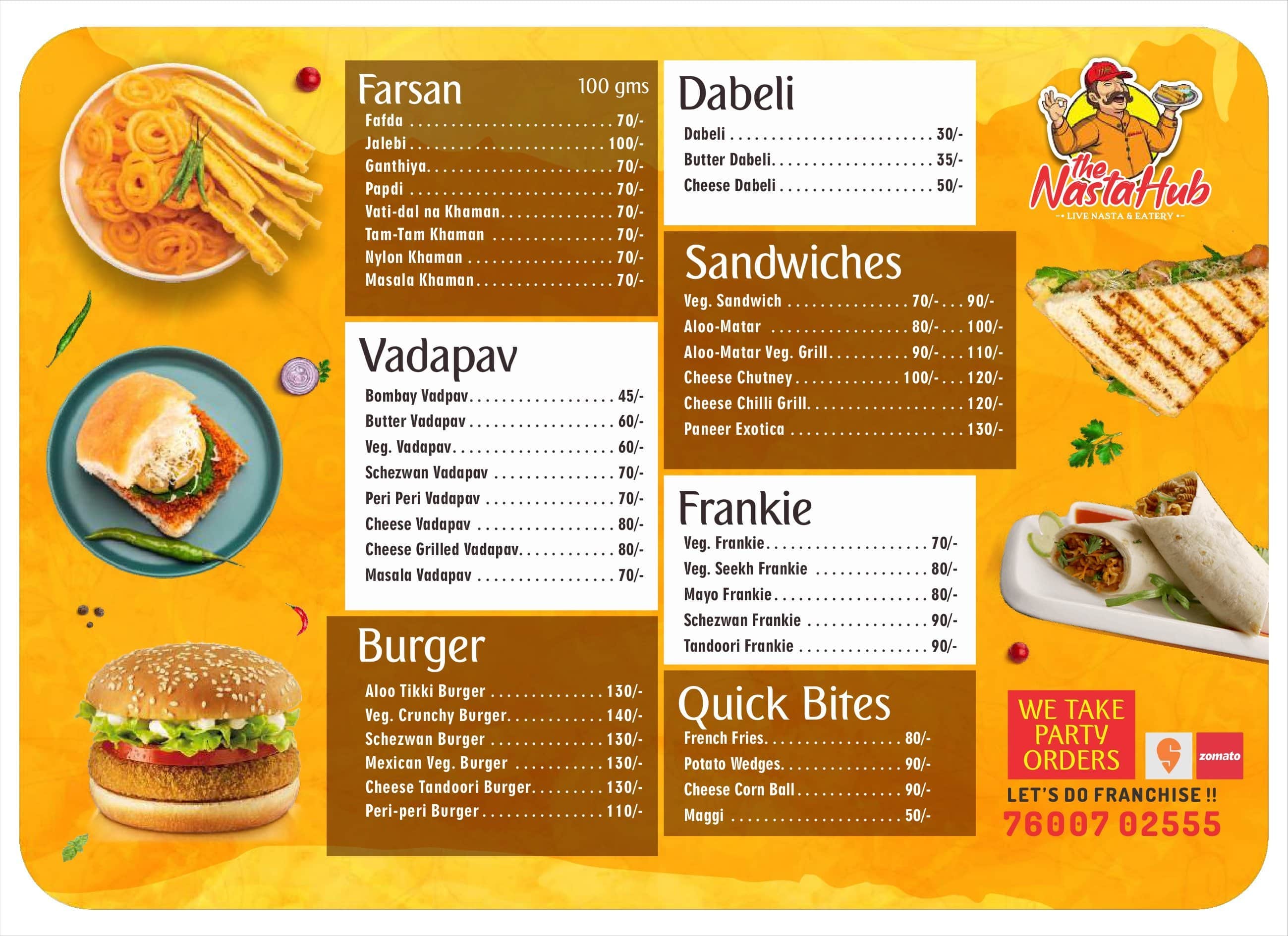 Menu of The Nasta Hub, Thaltej, Ahmedabad