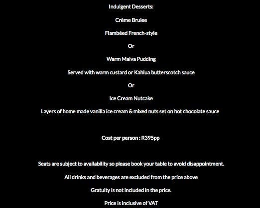 Menu at Pigalle Restaurant-Sandton, Sandton, UO9