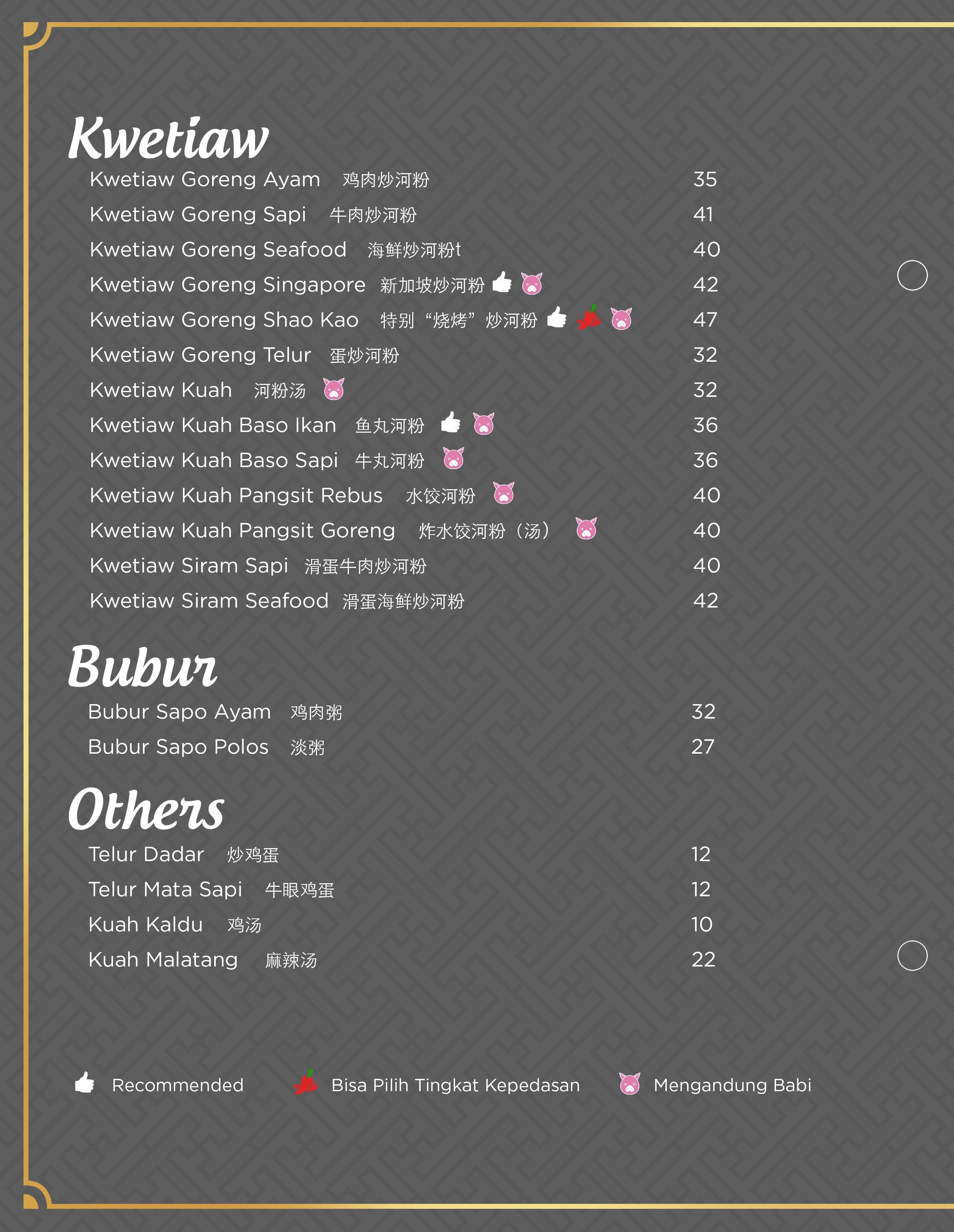 Carta de barbacoa SHAO KAO, Yakarta, Jalan Sultan Iskandar Muda No.32e