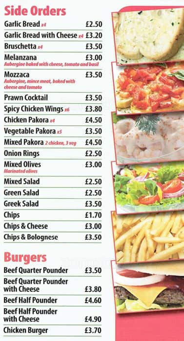 Menu at Bella roma pizzeria, Edinburgh