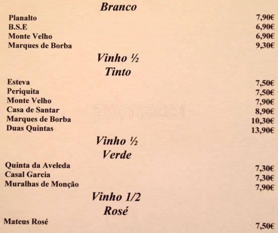 Menu em Tertulia Do Tejo restaurante, Lisboa