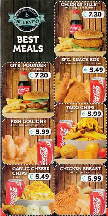 Menu at The Fryery fast food, Dublin