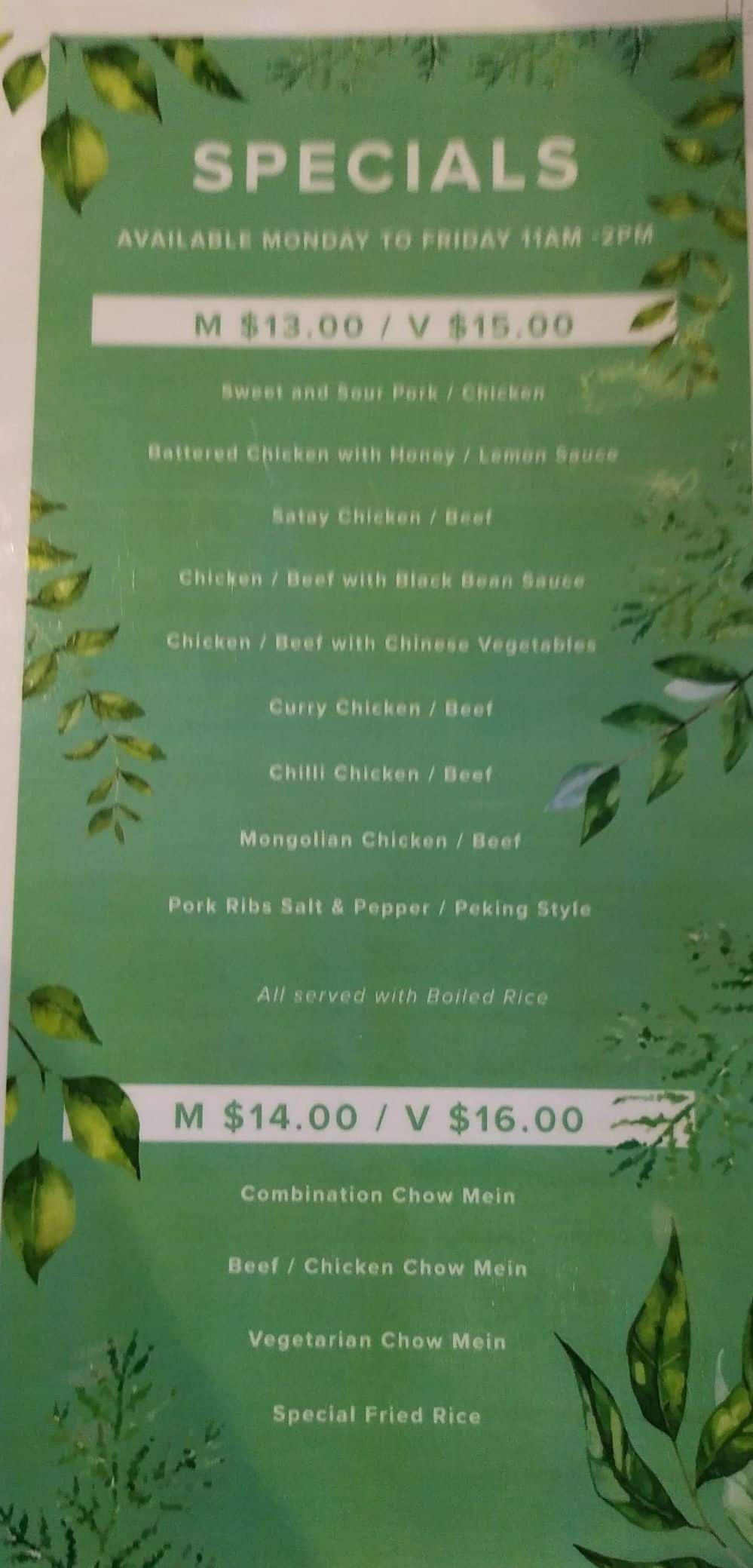 Menu at Cafe by The Green, Merrylands