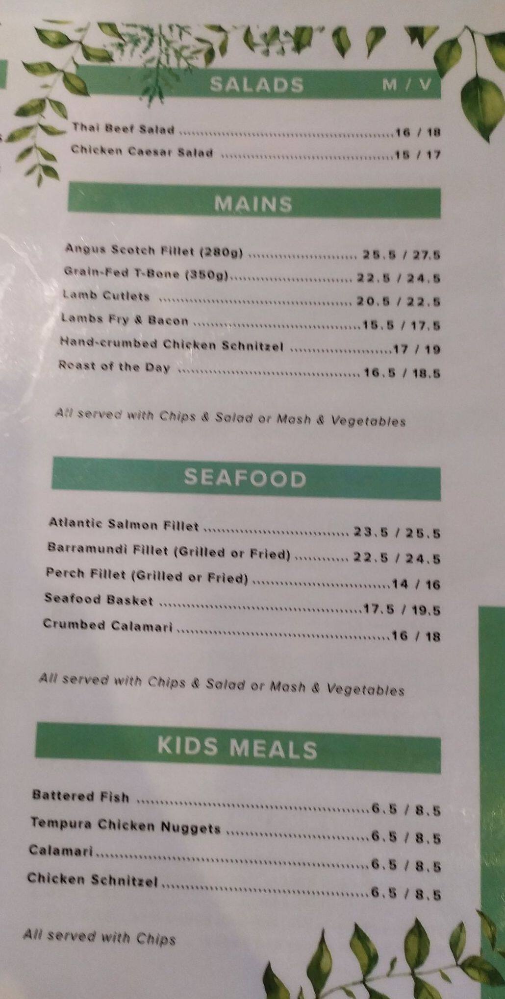 Menu at Cafe by The Green, Merrylands
