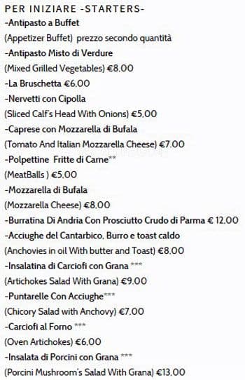 Menu da Trattoria de la Trebia Milano ristorante con griglia, Milano