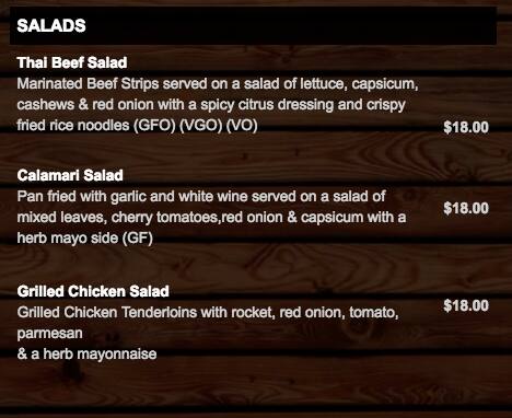 Menu at Sir Charles Darling Hotel pub & bar, Geelong