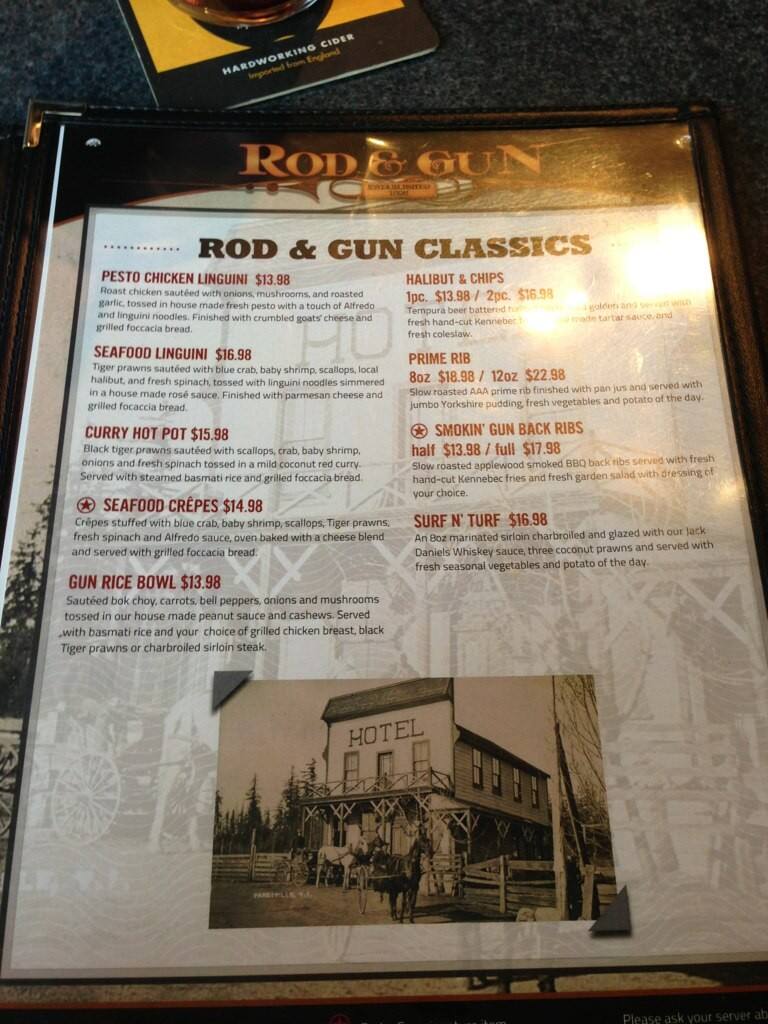 Menu at Rod & Gun pub & bar, Parksville