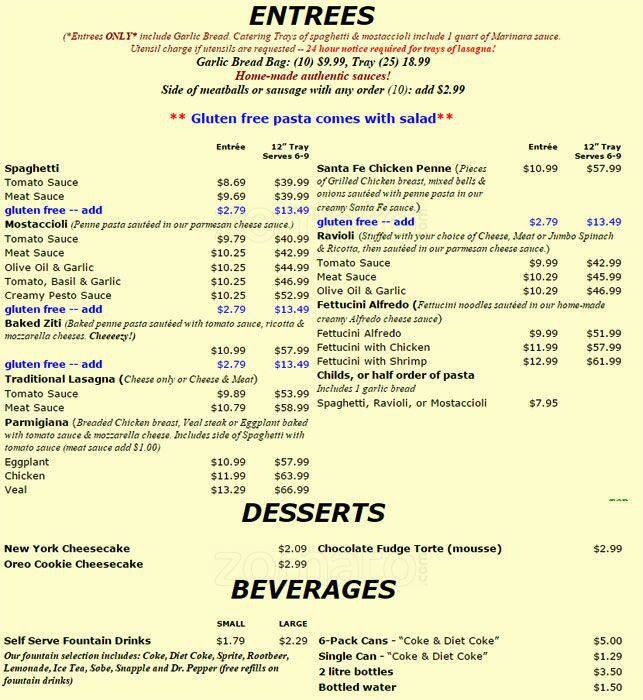 Menu at Pauly’s Pizza Joint pizzeria, San Diego