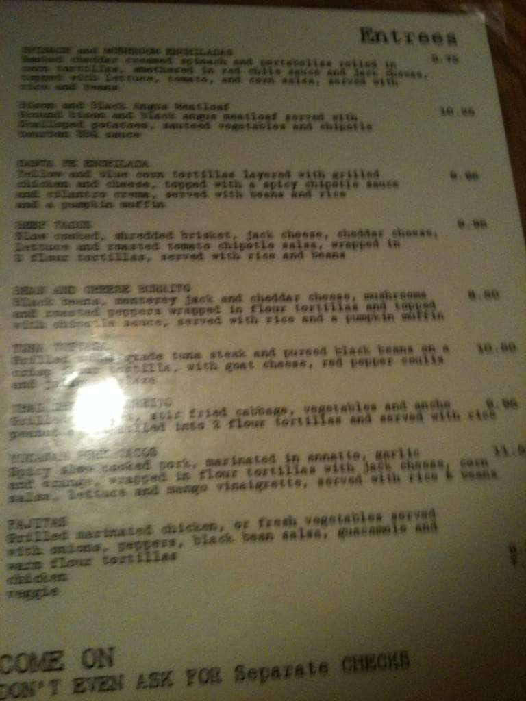 Menu at Continental Divide restaurant, Charlottesville, 811 W Main St