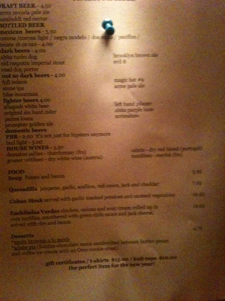Menu at Continental Divide restaurant, Charlottesville, 811 W Main St