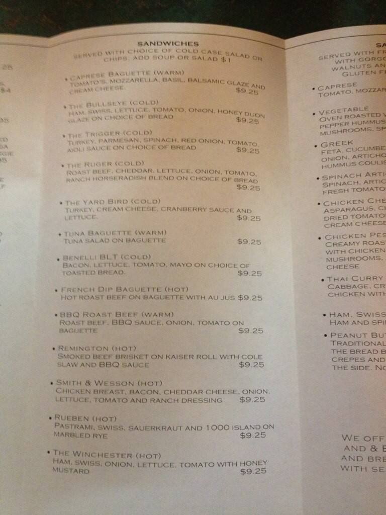 Menu at Gunnars Cafe, Cle Elum