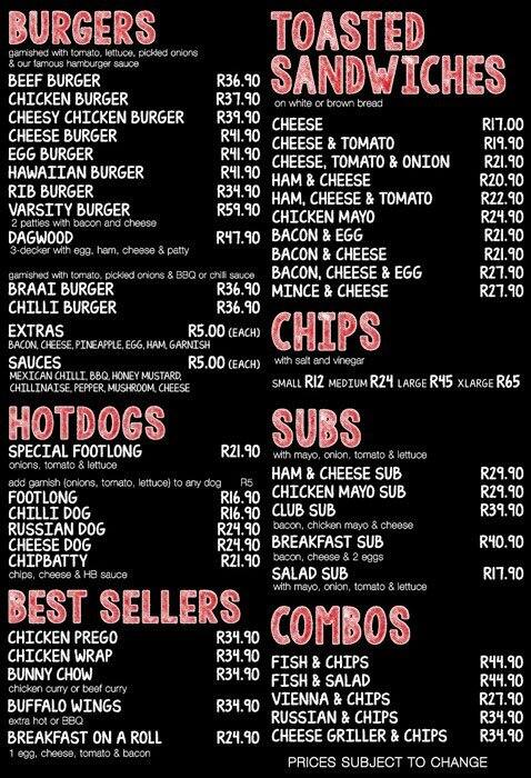 Varsity Take away Menu, Menu for Varsity Take away, Newlands, Pretoria ...