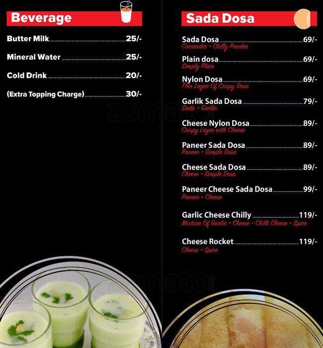 Menu at Dosa Villa, Ahmedabad