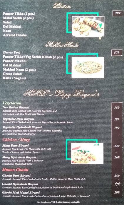 Menu at Moti Mahal Delux, Lucknow, Floor