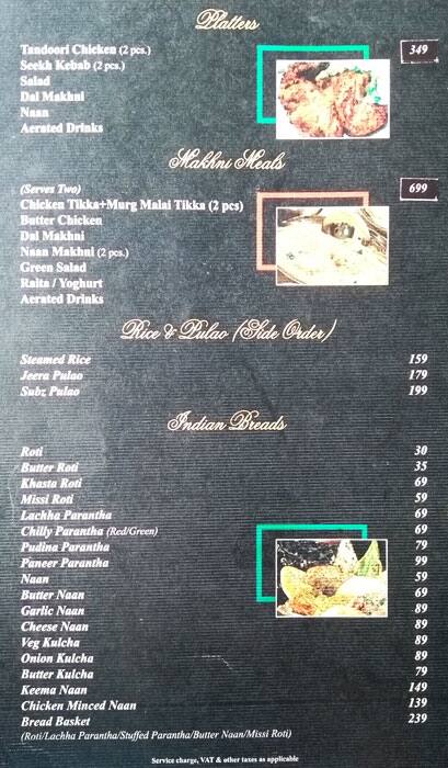 Menu at Moti Mahal Delux, Lucknow, Floor