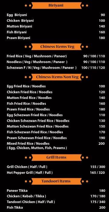 Menu at Night Food Coimbatore, Coimbatore, 11-B