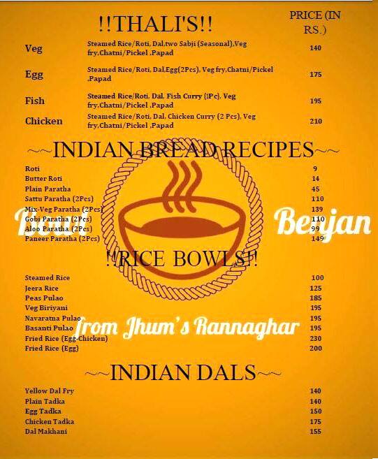 Menu of Bowl O' Benjan, Chinar Park, Kolkata