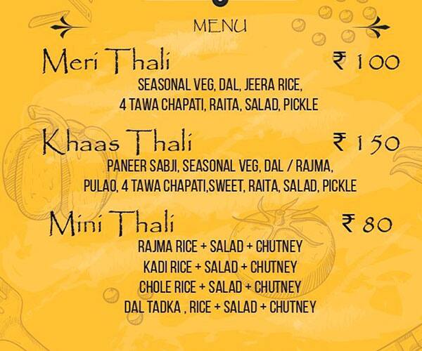 Menu of Meri Thali, Sector 83, Noida
