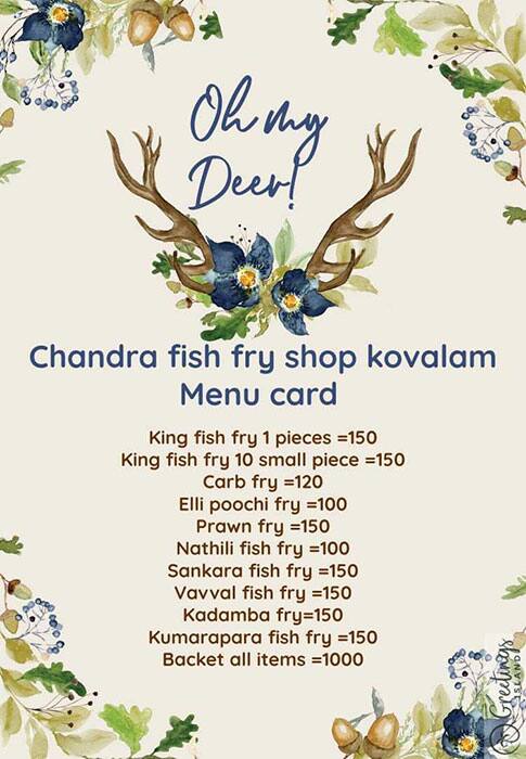 Menu of Kovalam Chandra Fish Fry Shop, Kovalam, Chennai