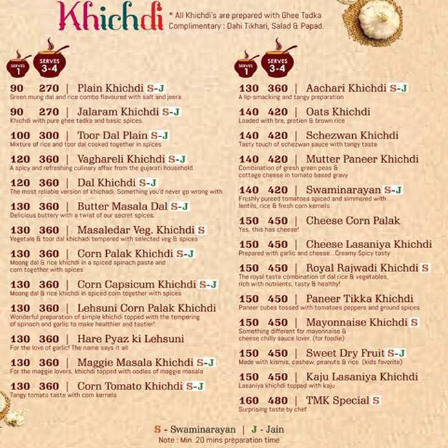 Menu at The Matka Khichdi, Gandhinagar