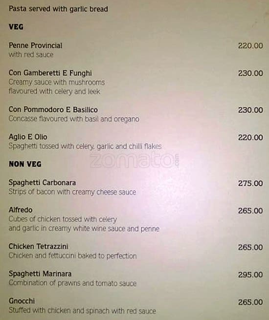 Menu at The Four Leaves, Kolkata, No. 591