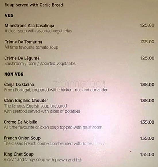 Menu at The Four Leaves, Kolkata, No. 591