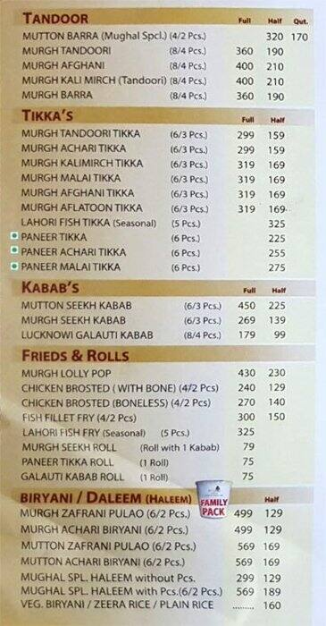Mughal Cuisine Foods Menu, Menu for Mughal Cuisine Foods, Jasola, New ...