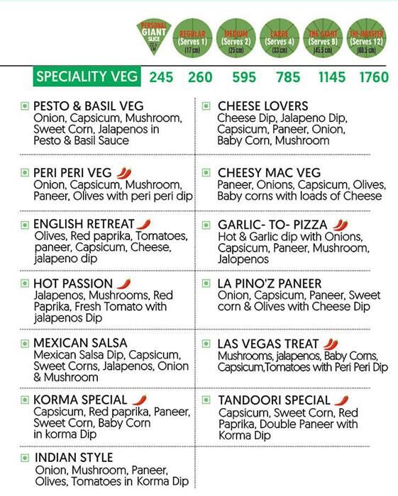 Menu at La pino’z pizza Akshar chowk, Vadodara