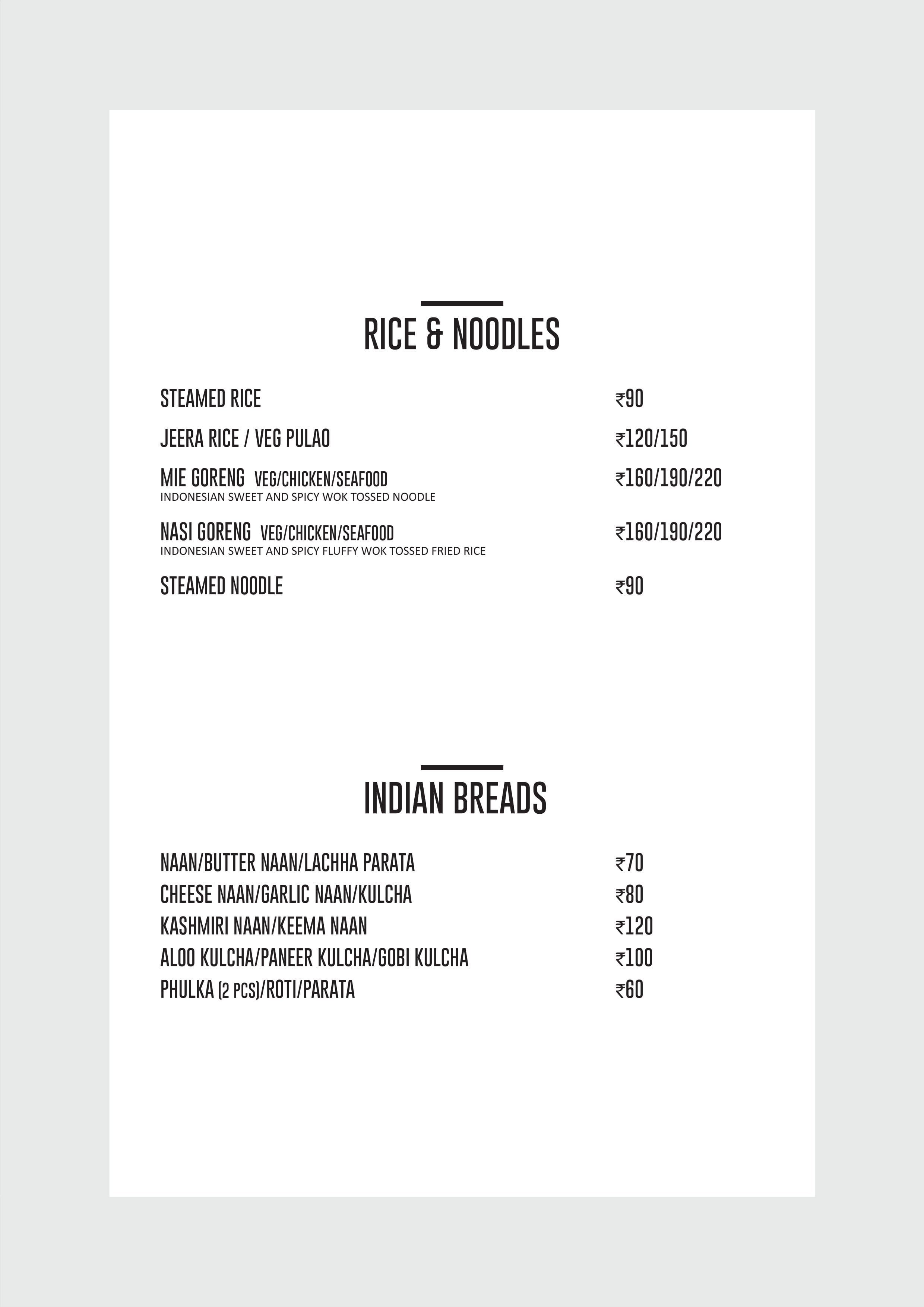 Menu at Spice Route, Puducherry