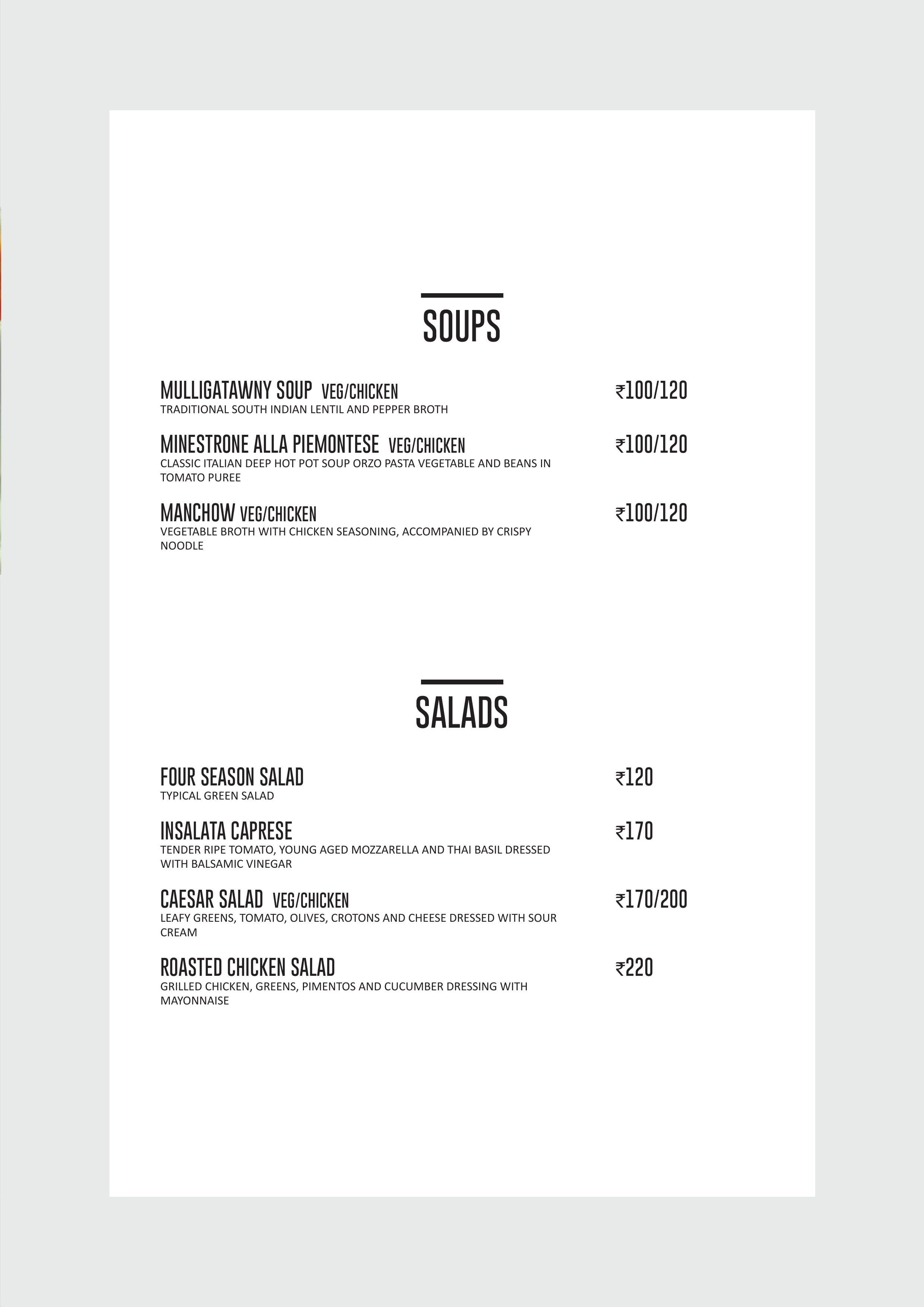 Menu at Spice Route, Puducherry