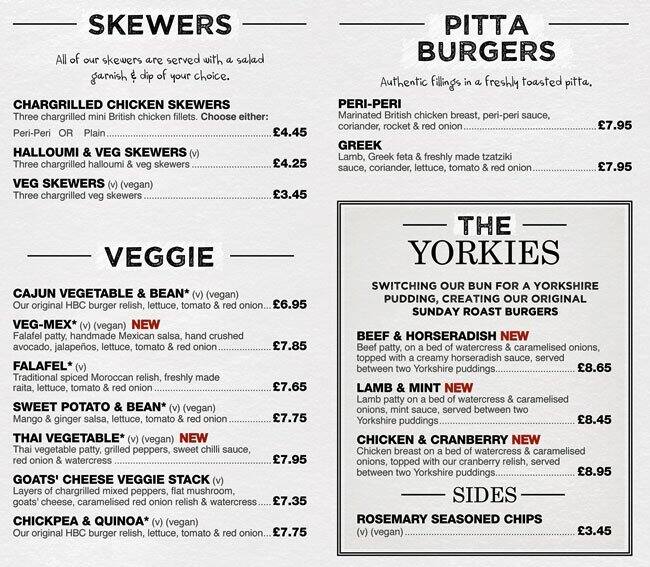 Menu at Handmade Burger Co restaurant, Birmingham, 14T Brindley Place ...