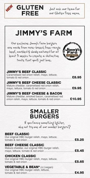 Menu at Handmade Burger Co restaurant, Birmingham, 14T Brindley Place ...
