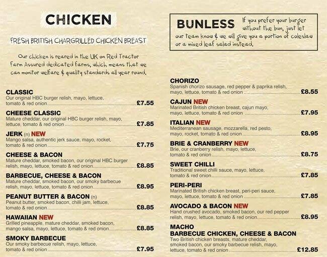 Menu at Handmade Burger Co restaurant, Birmingham, 14T Brindley Place ...