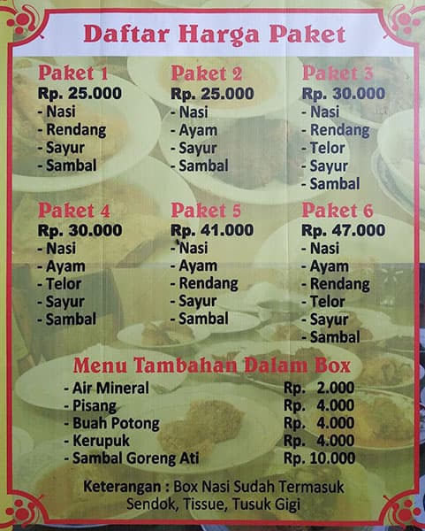 Menu at RM Lembah Anai Raya (masakan padang) restaurant, South ...