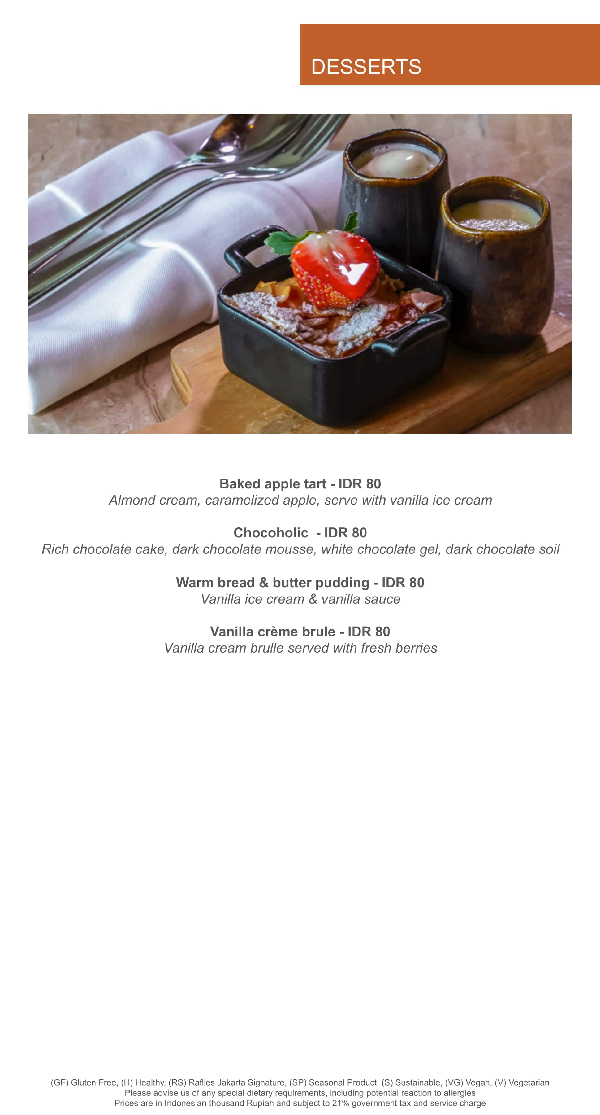 Menu at Arts Café by Raffles Jakarta restaurant, Jakarta