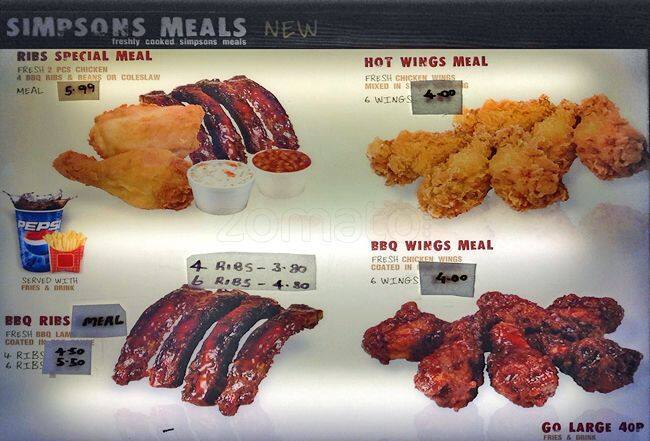 Menu at Simpsons Chicken fast food, Chertsey