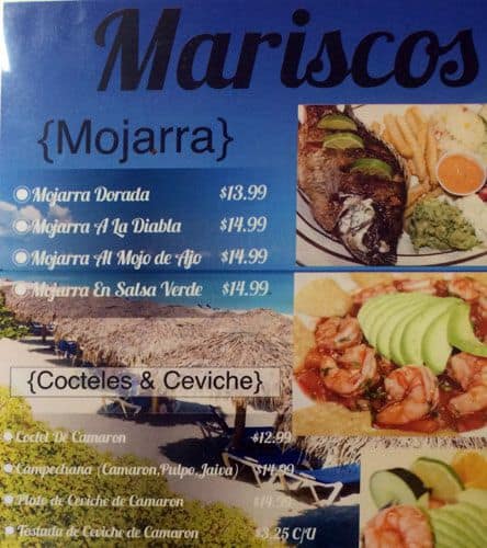 Menu at Puro Michoacan restaurant, San Jose