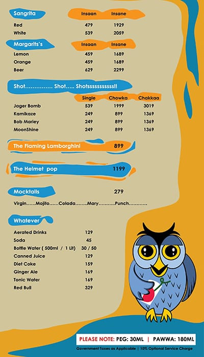 Menu at TiKi Shack - Rooftop Bar, Hyderabad