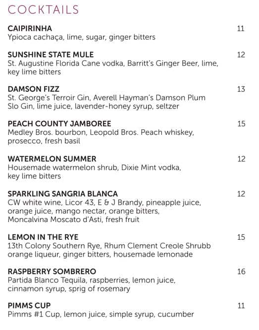 Menu at City Winery Atlanta pub & bar, Atlanta, 650 North Avenue NE