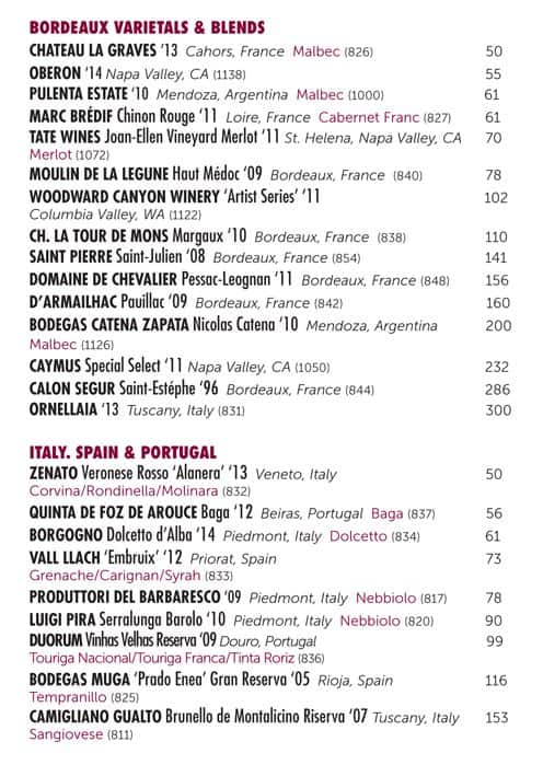 Menu at City Winery Atlanta pub & bar, Atlanta, 650 North Avenue NE