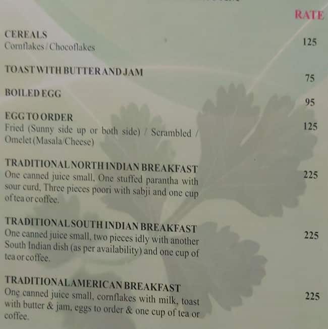 Menu of Coriander - Regenta Inn Larica, Chinar Park, Kolkata
