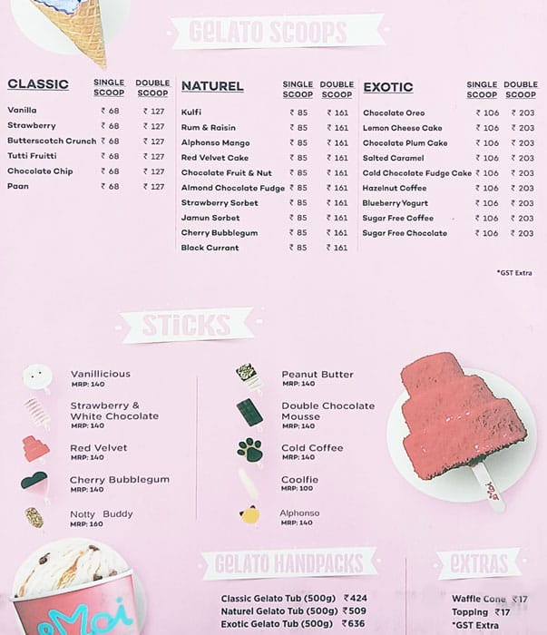 Menu at Emoi - Artisanal Ice Creams & Gelato, Noida